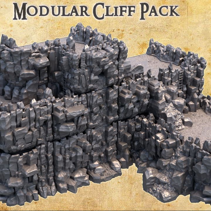 3D Printable Modular Cliffs - Tabletop Terrain - 28 MM by MiniatureLand